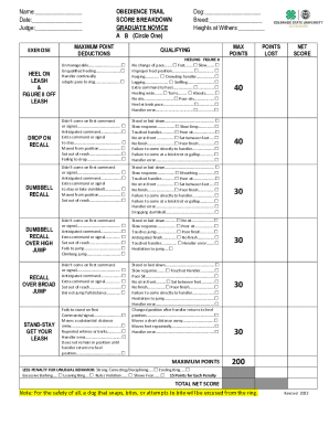 Fillable Online 4-H Service Dog Evaluation Sheet Class: A B Fax Email ...