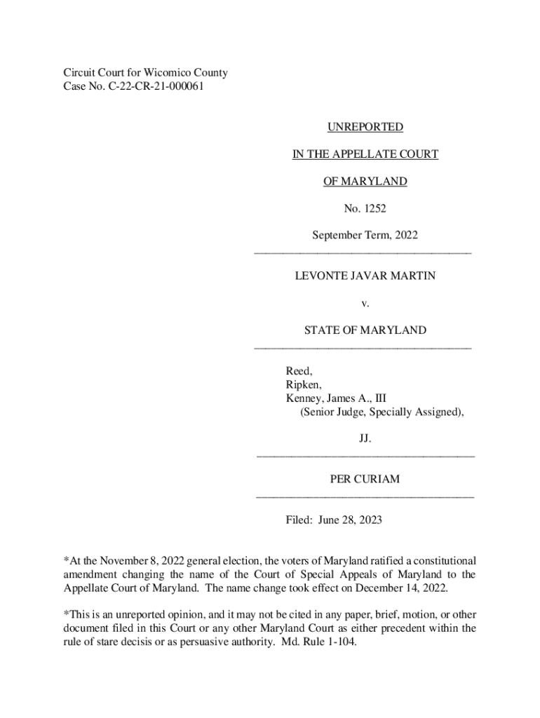 Fillable Online Martin v. State, No. 1252-2022 Fax Email Print - pdfFiller