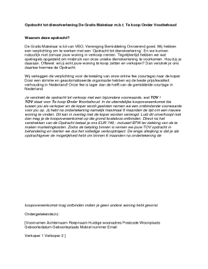 Invulbaar Online Opdracht tot dienstverlening De Gratis Makelaar Faxnummer Email Afdrukken ...