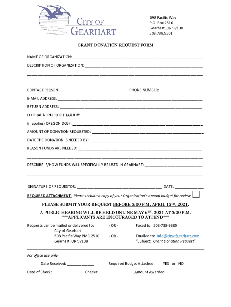 Fillable Online Donation Request Form / Information Fax Email Print - pdfFiller
