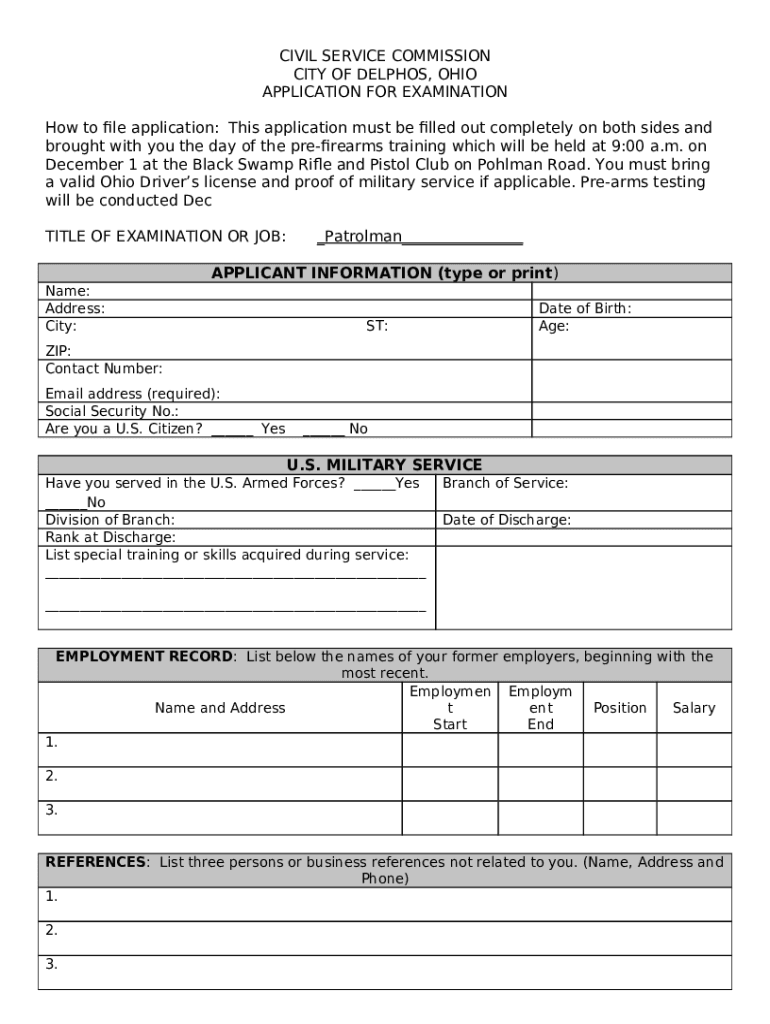 whitehall civil service commission city of ... Doc Template | pdfFiller
