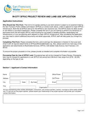 Fillable Online IN-CITY SFPUC PROJECT REVIEW AND LAND USE ... Fax Email ...