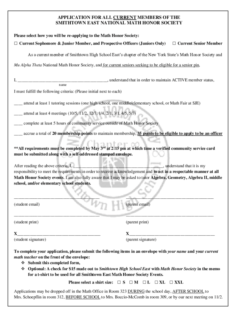 Fillable Online Mu Alpha Theta Math Honor Society Application for ...