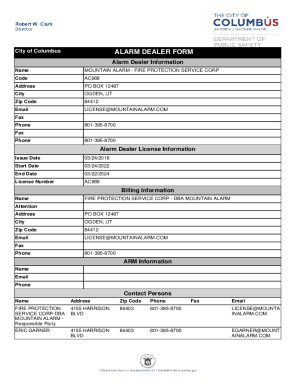 Fillable Online ALARM DATA SHEET Fax Email Print - pdfFiller