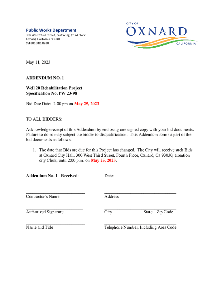 Fillable Online Addendum-PW-23-111-Revised-Bid-Sheets. ... Fax Email ...