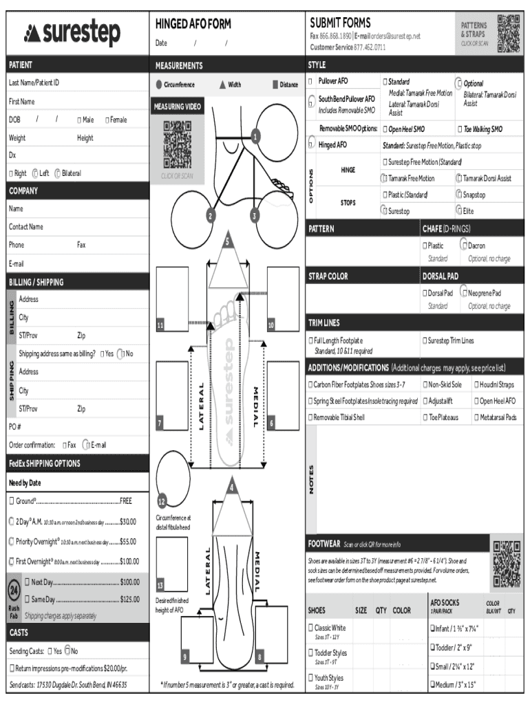 Fillable Online Hinged AFO Form Fax Email Print - pdfFiller