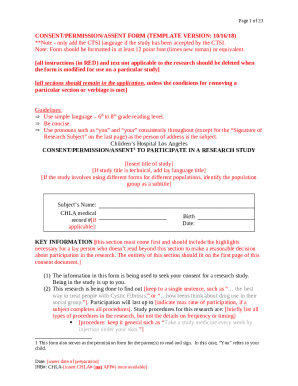 CONSENT/PERMISSION/ASSENT (TEMPLATE VERSION: 10/16/18) Doc Template ...