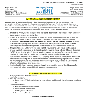 Fillable Online Sliding Scale Fee Eligibility Criteria1 of 6 Fax Email ...