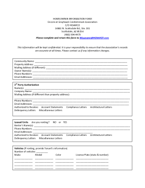 Fillable Online homeowner information form - AtHomeNet Fax Email Print ...