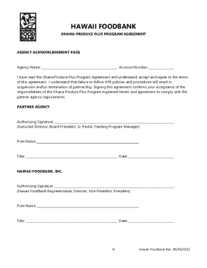 Fillable Online Ohana Produce Plus Program Agreement Fax Email Print ...