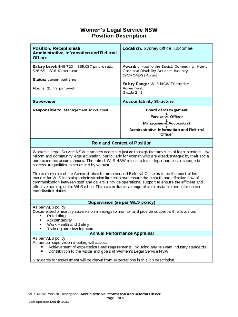 Women's Legal Service NSW Doc Template | pdfFiller
