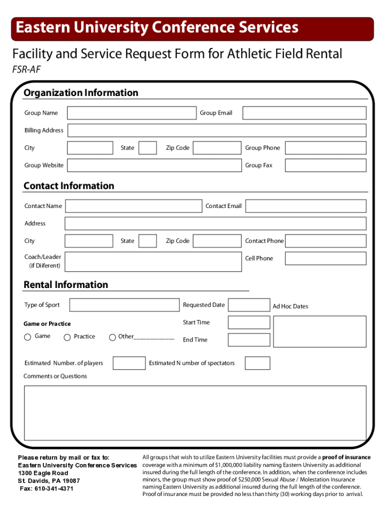 Fillable Online ETSU Request for Use of Facilities Form Fax Email Print - pdfFiller