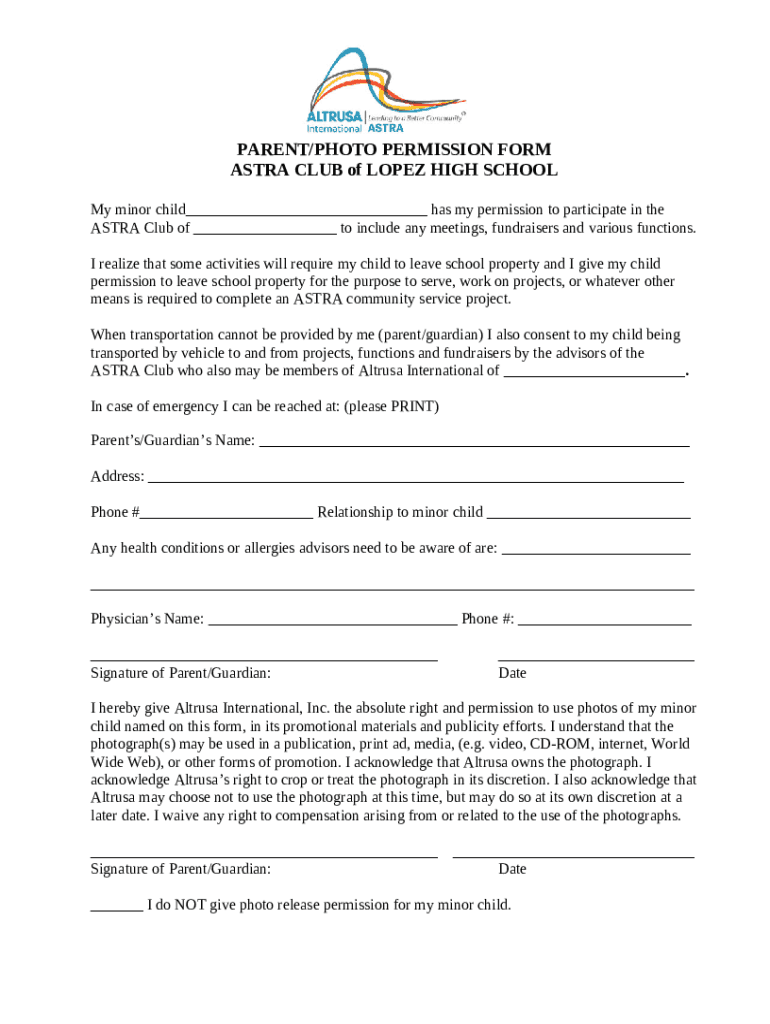 Parent-Photo-Permission--Minors. ... Doc Template | pdfFiller