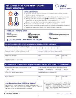 Fillable Online air source heat pump maintenance - rebate application ...