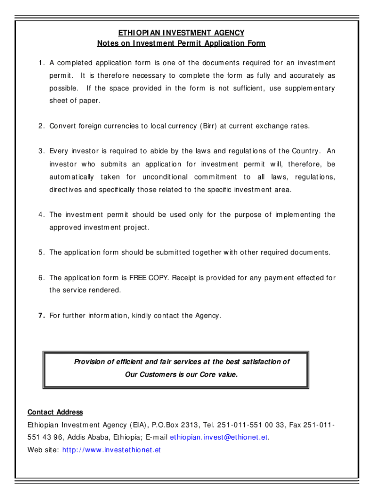 Fillable Online notes on investment permit application form Fax Email ...