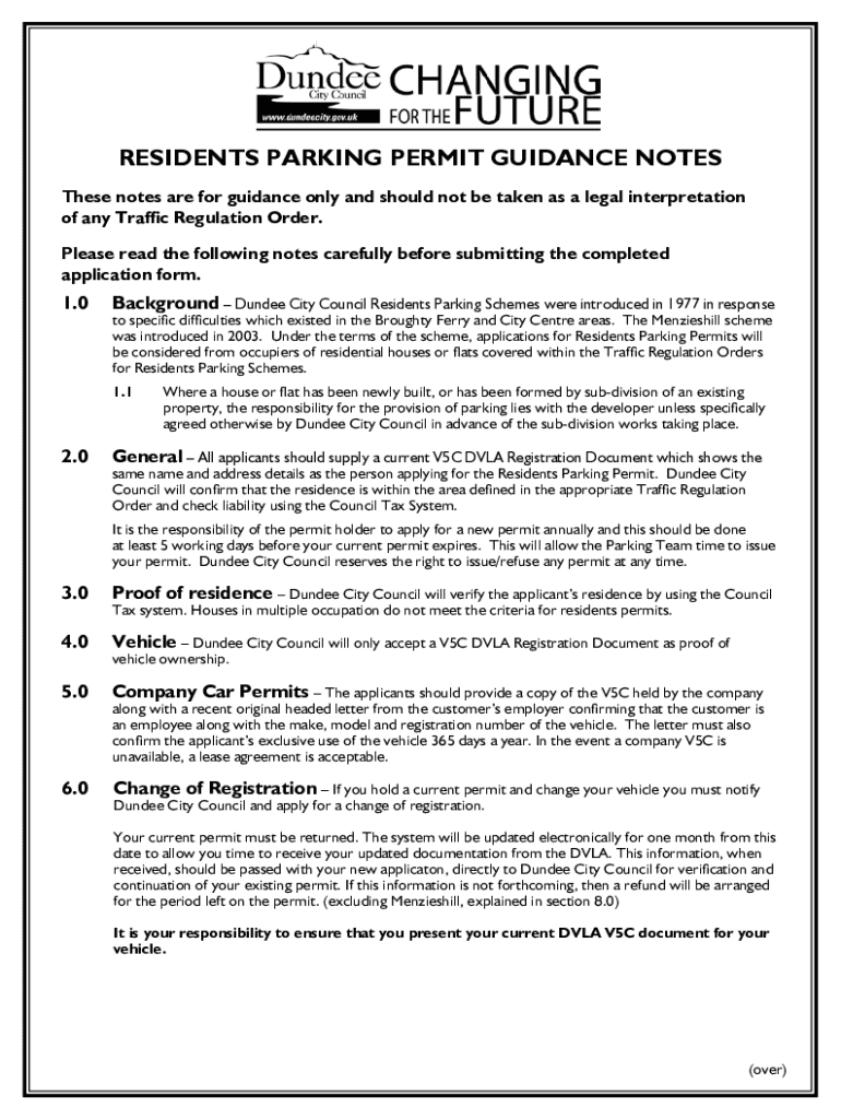 Fillable Online on street parking permit application paisley zone 1 ...