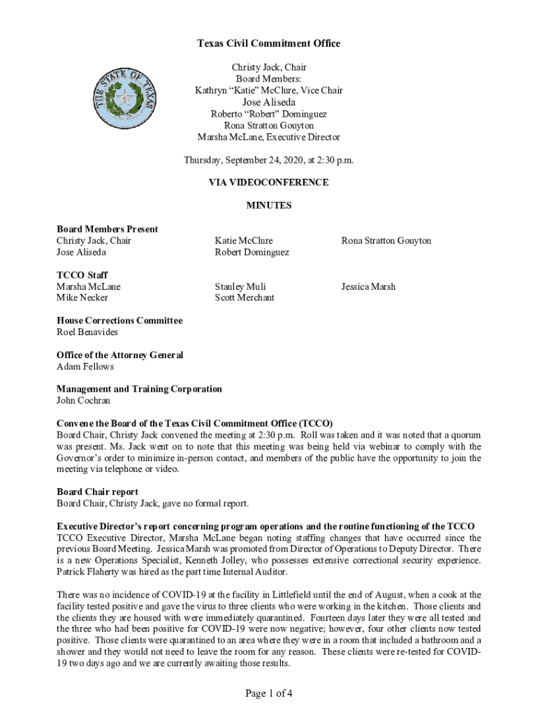 Fillable Online 2020 Texas Civil Commitment Office Biennial Report Fax ...