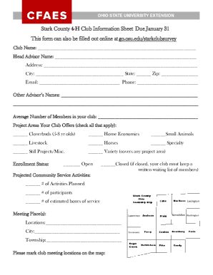 Fillable Online 2020 Ohio 4-H Project Books and Resources Order Form ...