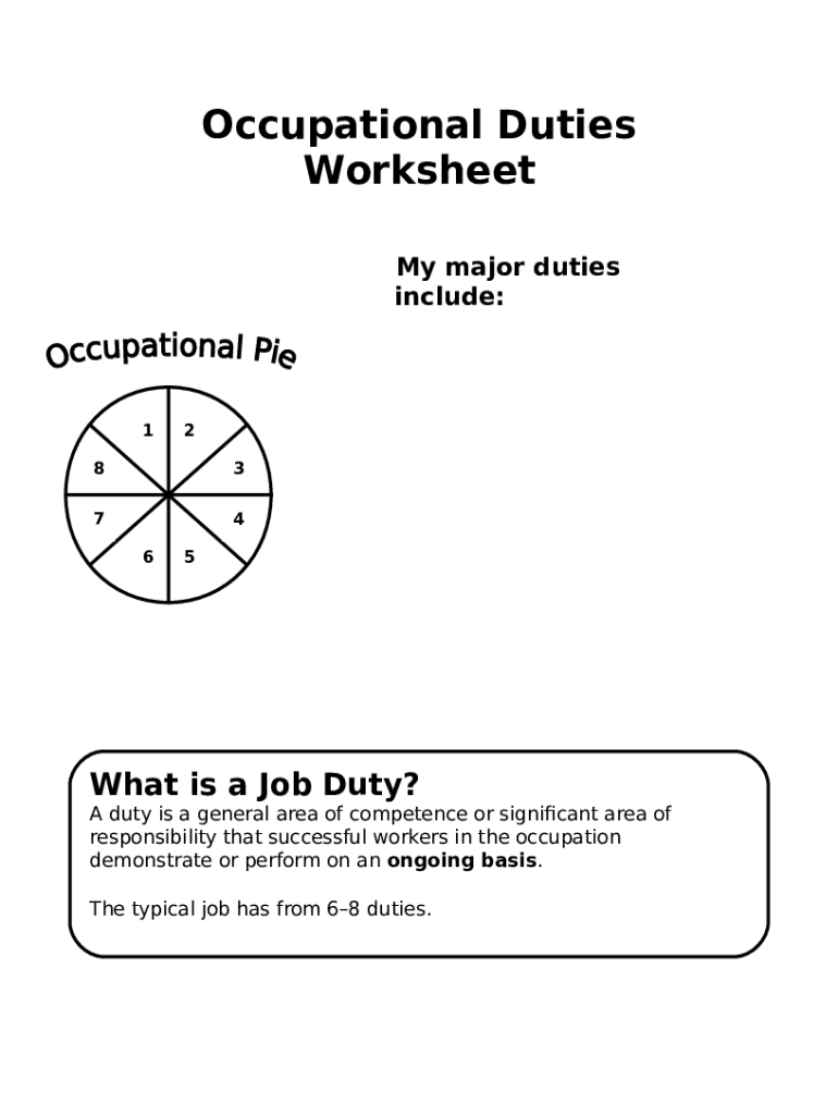 My major duties include: Doc Template | pdfFiller