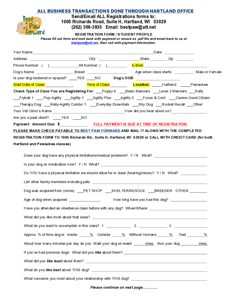 Fillable Online Send/Email ALL Registrations forms to: 1005 Richards ...