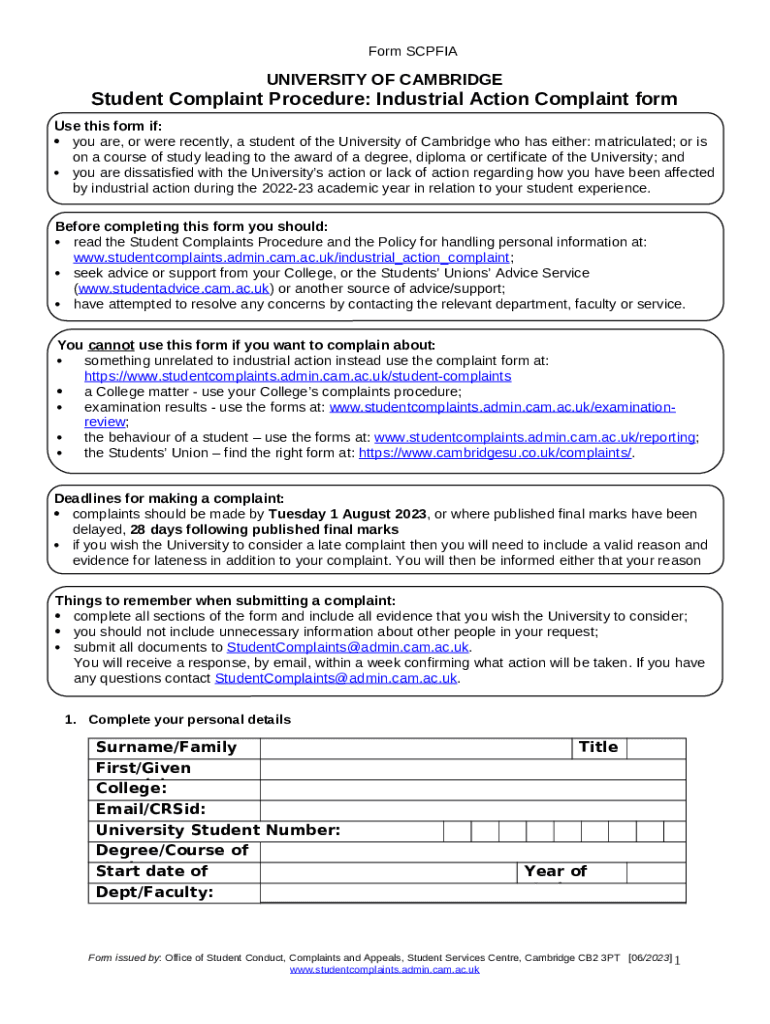 Student Complaints Procedure - University of Cambridge Doc Template ...