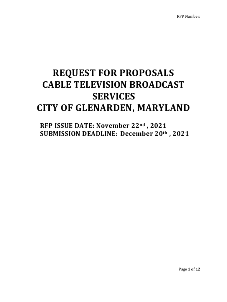 Fillable Online request for proposals cable television broadcast ...