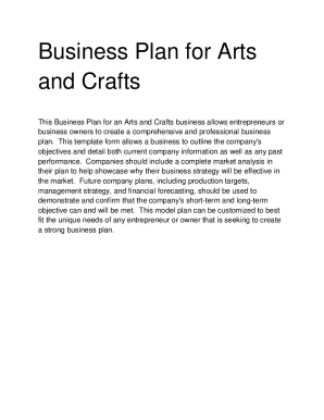Fillable Online Create a Craft Business Plan for the Upcoming Year Fax ...