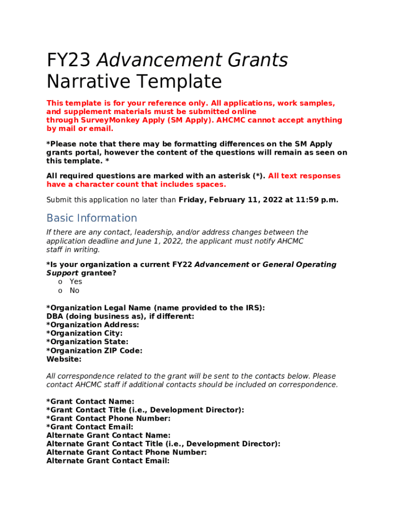 Application : Advancement Doc Template | pdfFiller