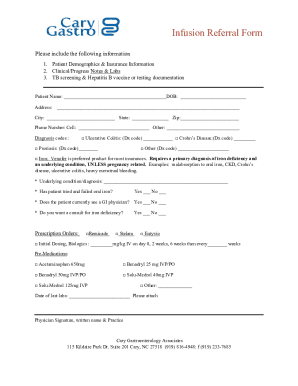 Fillable Online Non-Oncology Infusion New Consult Referral Form Fax ...