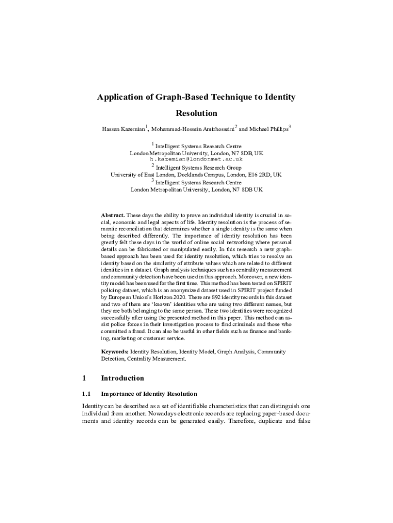 Fillable Online Application of graph-based technique to identity ...