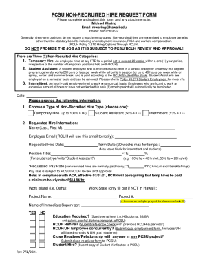 Fillable Online PCSU NON-RECRUITED HIRE REQUEST FORM Fax Email Print ...