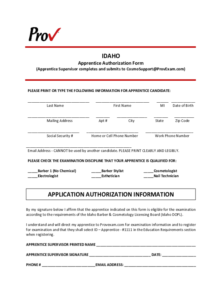 Fillable Online IDAHO APPLICATION AUTHORIZATION INFORMATION Fax Email Print - pdfFiller