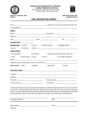 Fillable Online FIRE PREVENTION PERMIT Fax Email Print - pdfFiller