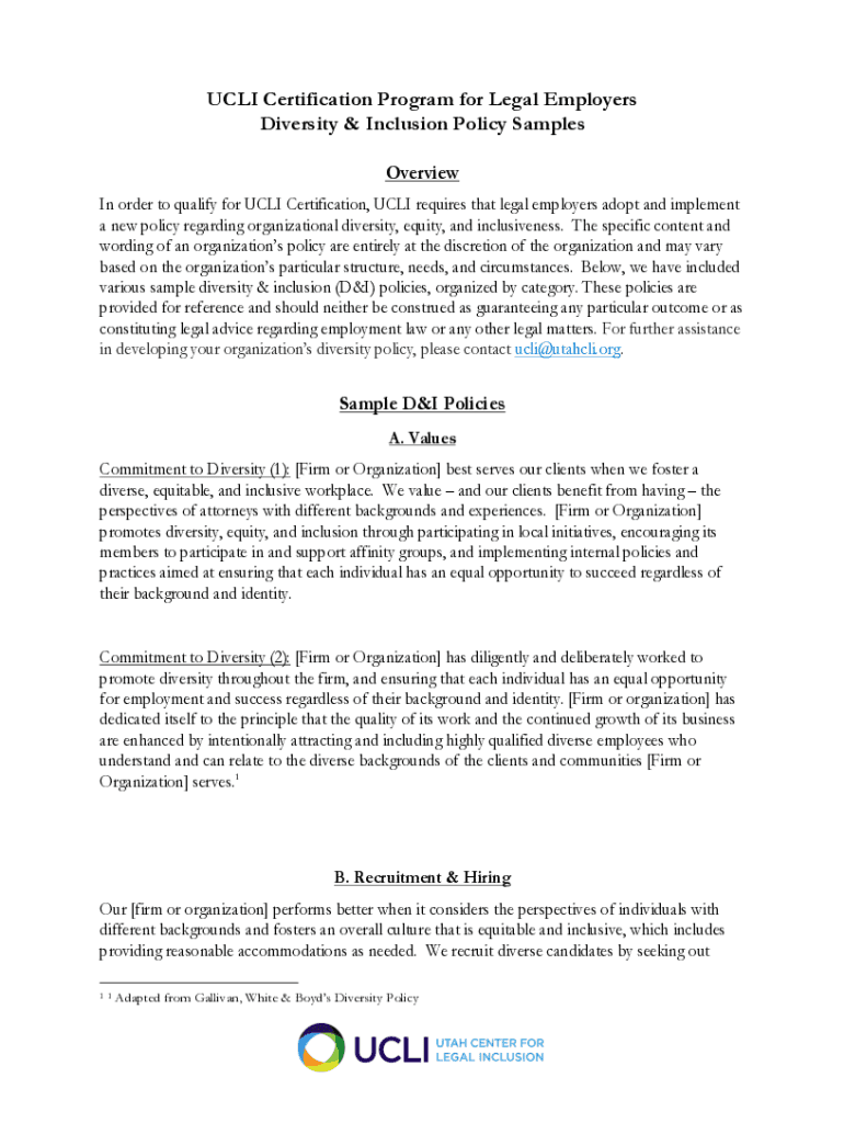 Fillable Online Sample Diversity, Equity and Inclusion Policies Fax ...