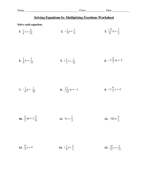 Fillable Online Solving Equations by Multiplying Fractions Worksheet ...