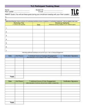 Fillable Online TLC Participant Tracking Sheet Fax Email Print - pdfFiller