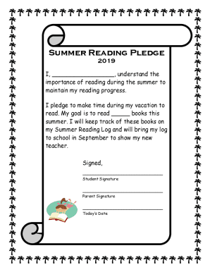 Fillable Online Take the Reading Pledge and Stop the Summer Slide Fax ...