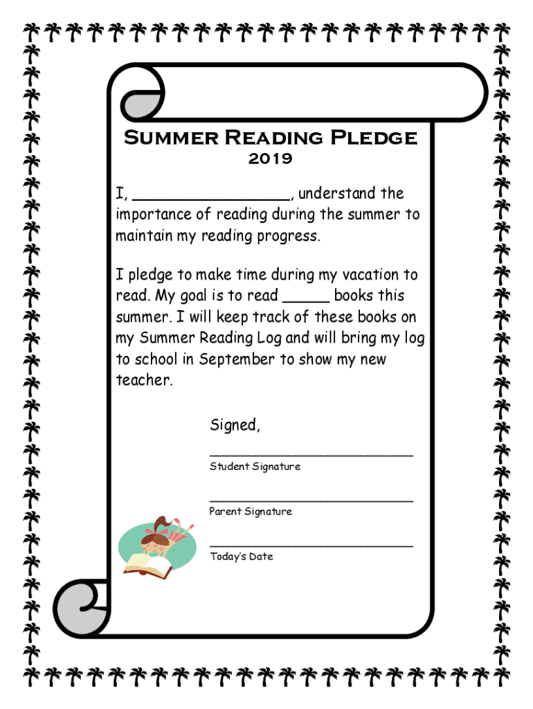 Fillable Online Take the Reading Pledge and Stop the Summer Slide Fax ...
