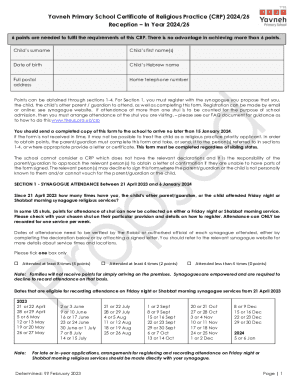 Fillable Online In-Year Certificate of Religious Practice (CRP) 2024-25 ...