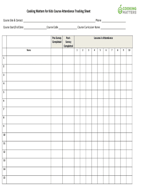 Fillable Online Course Attendance Tracking Sheet Fax Email Print ...