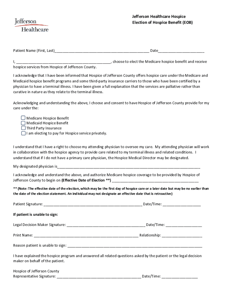 Fillable Online Hospice - Claims Fax Email Print - pdfFiller