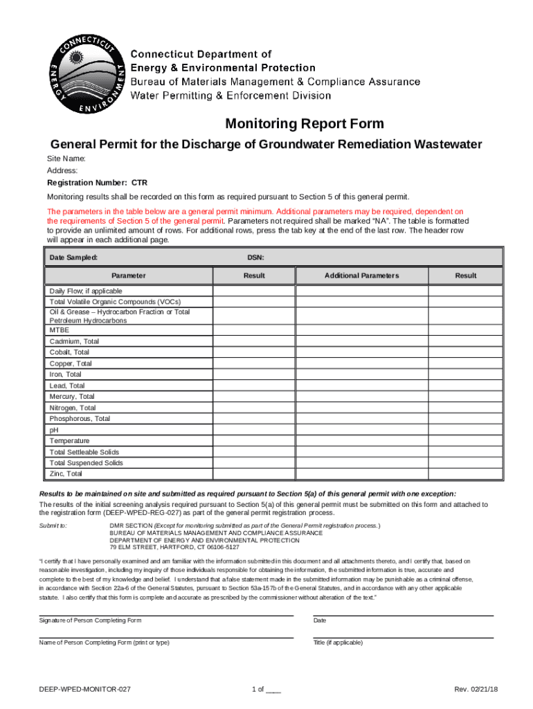 Discharge Monitoring Report - Groundware Remediation Wastewater General ...