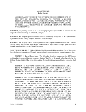 Fillable Online AN ORDINANCE TO AMEND THE OFFICIAL ZONING DISTRICT MAP OF Fax Email Print ...