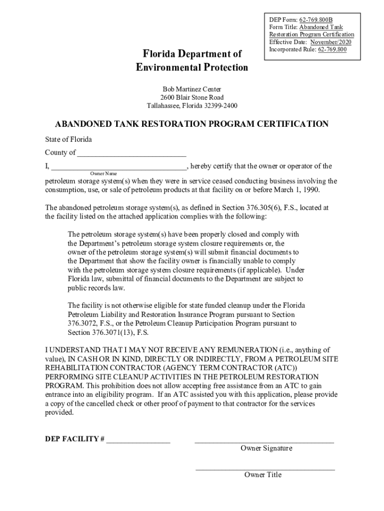 Fillable Online DEP Form: 62-769 Fax Email Print - pdfFiller