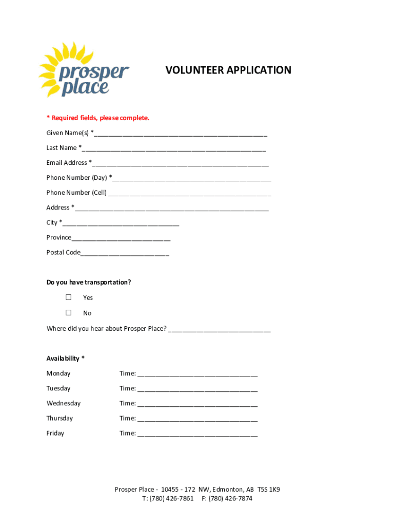Fillable Online ESL Tutoring Program Volunteer Application Form Fax ...
