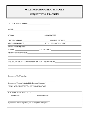 Fillable Online Request for Transfer Form.doc Fax Email Print - pdfFiller