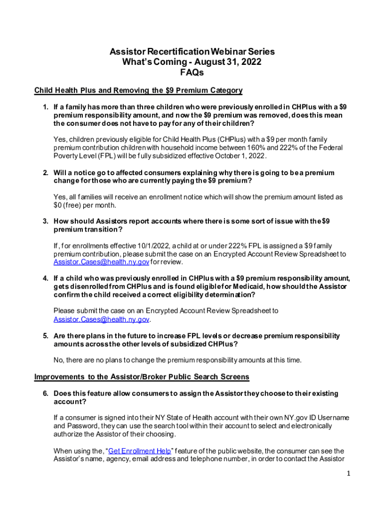 Fillable Online Assistor Recertification Webinar Series What's Coming Fax Email Print - pdfFiller
