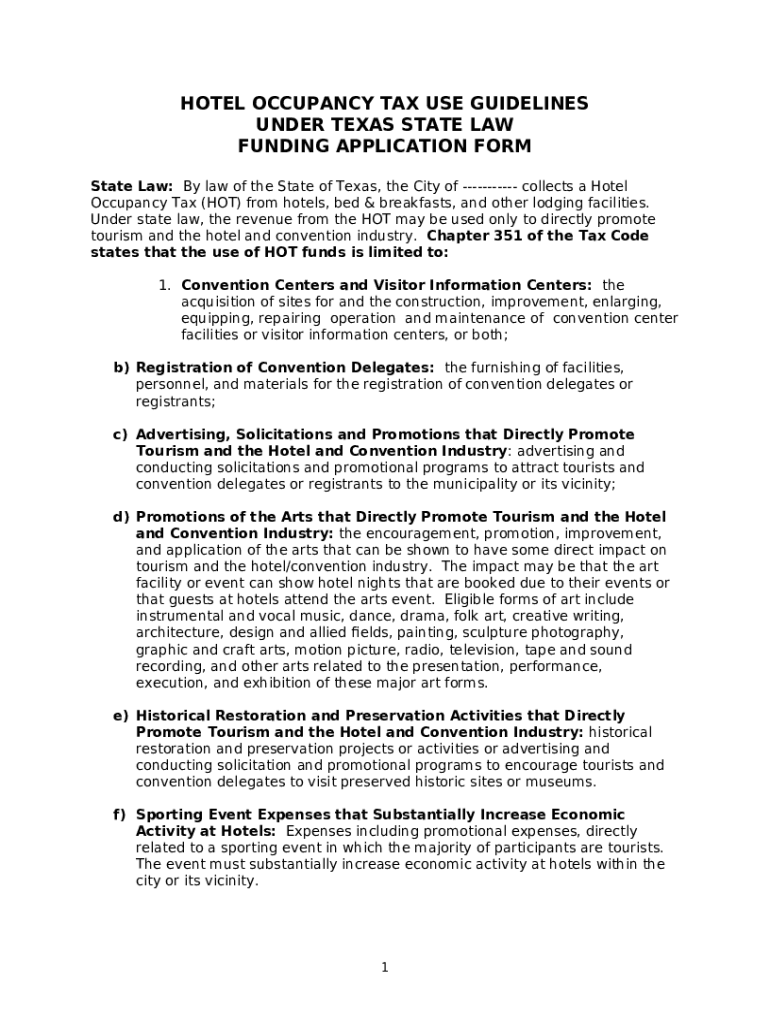 hotel occupancy tax use guidelines under texas state law ... Doc ...