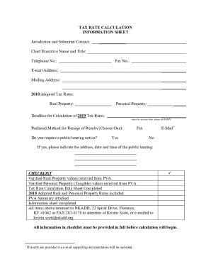 Fillable Online TAX RATE CALCULATION Fax Email Print - pdfFiller