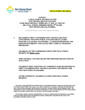 Fillable Online (final public hearing) agenda Fax Email Print - pdfFiller